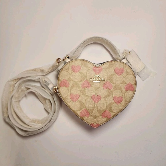 Coach | Bags | Nwt Coach Cp2 Heart Crossbody In Signature Canvas With ...
